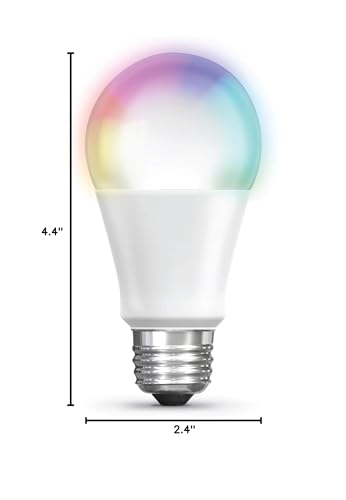 Feit Electric OM60/RGBW/HK 60W Equivalent Tunable Changing A19 Smart, Works with Apple HomeKit and Siri Voice Control, No Hub Required LED Light Bulb, 4.4" H x 2.4" D, Multi-Color RGBW