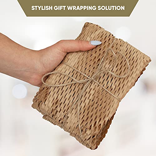 ecoducer 15”x164’ Honeycomb Packing Paper Moving Supplies with 48 Fragile Stickers &100 ft Jute Twine. Eco Friendly Bubble Cushioning Wrap Packing Material. Biodegradable Shipping Supplies.