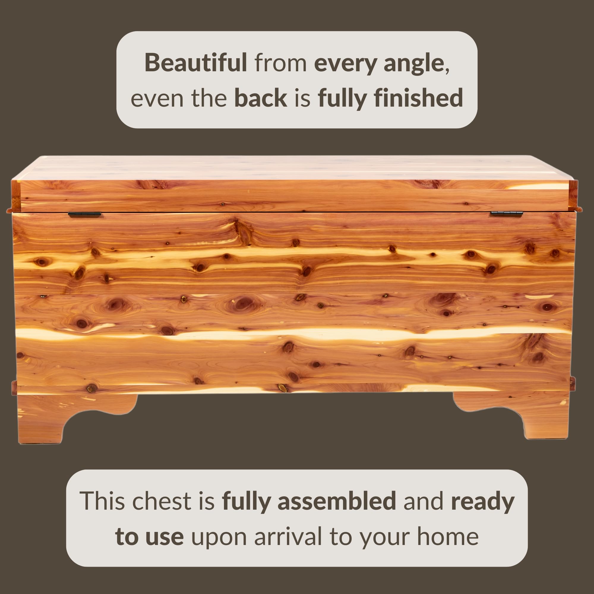 DutchCrafters 45" Amish Heirloom Aromatic Red Cedar Hope Chest with Waterfall Edge, Storage Trunk with Lock for Blankets and Keepsakes - Made in America (Large - 45", Natural)