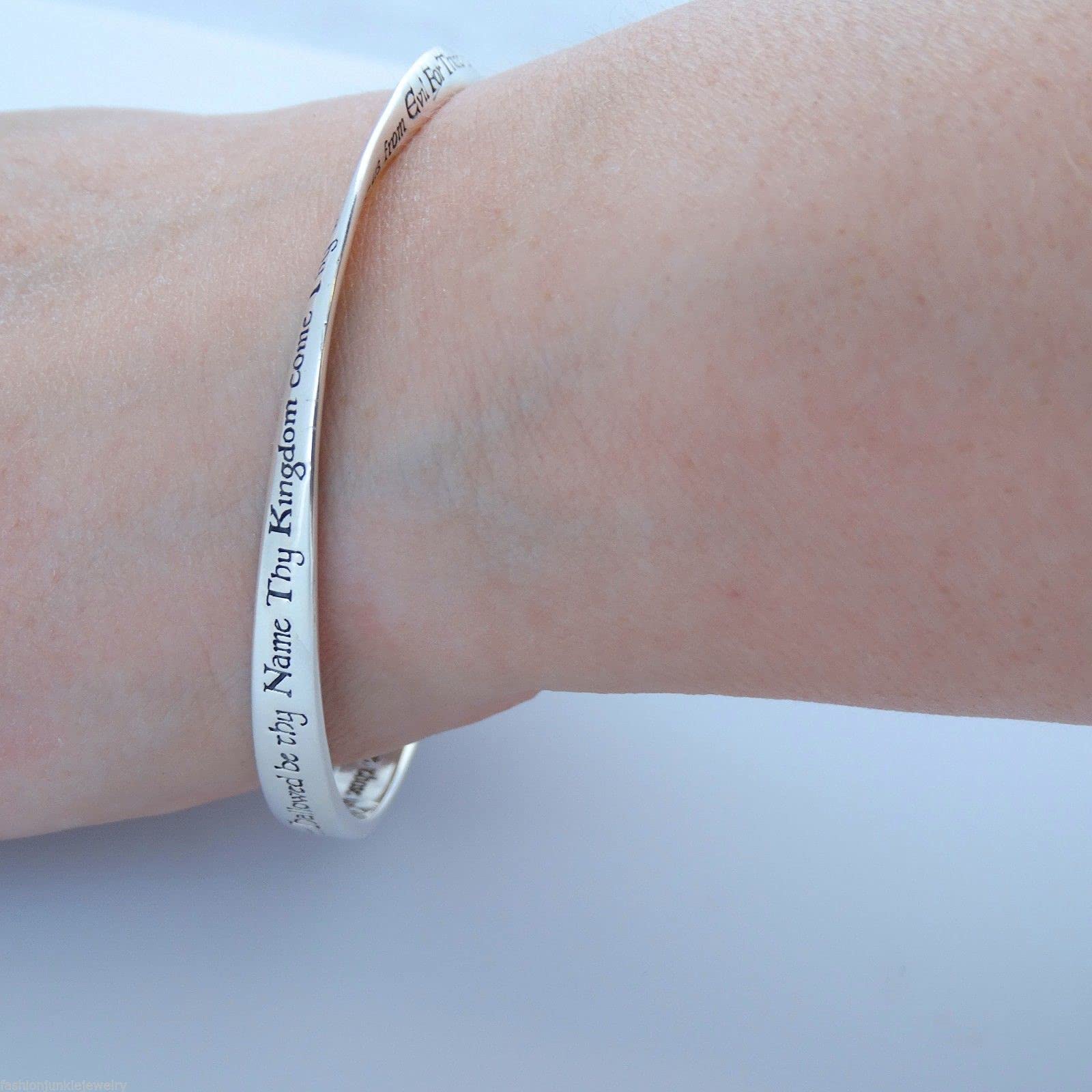 FashionJunkie4Life Sterling Silver The Lord's Prayer Mobius Bangle Bracelet, Polished