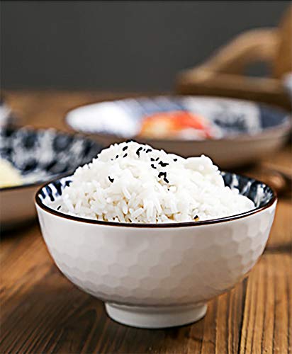 Japanese Style Ceramic Assorted Designs Traditional Blue and White Pattern Dinnerware Set (6PACK Blue White Bowl 4.5")