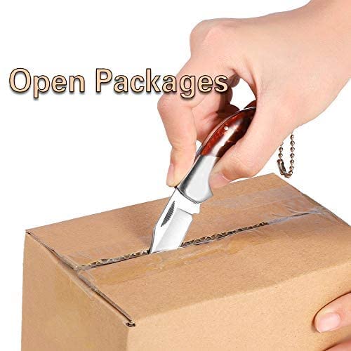 EZKIT Small Pocket Knife, Crescent-Shape EDC Knife with Stainless Steel and Wood Handle, Small Folding Knife, Blade Length 1.5in.