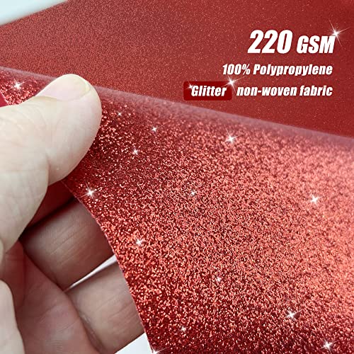 EZLucky Glitter Red Carpet Runner for Party, 2.46X15 ft, 200 GSM Glitter Non-Woven Fabric, Hollywood Red Carpet for Event, Aisle Runner for Wedding Ceremony, Movie Theme Party Decorations