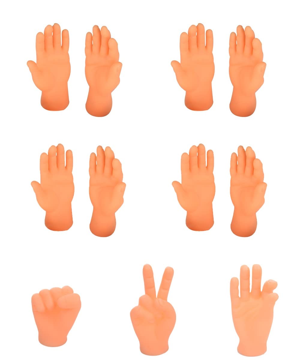 Dong Huang 12pcs Portable Tiny Hands for Fingers Miniature, Flat Hand Style Mini Hand Finger Puppet, Funny Little Finger Hands(Rock, Paper, Scissors)
