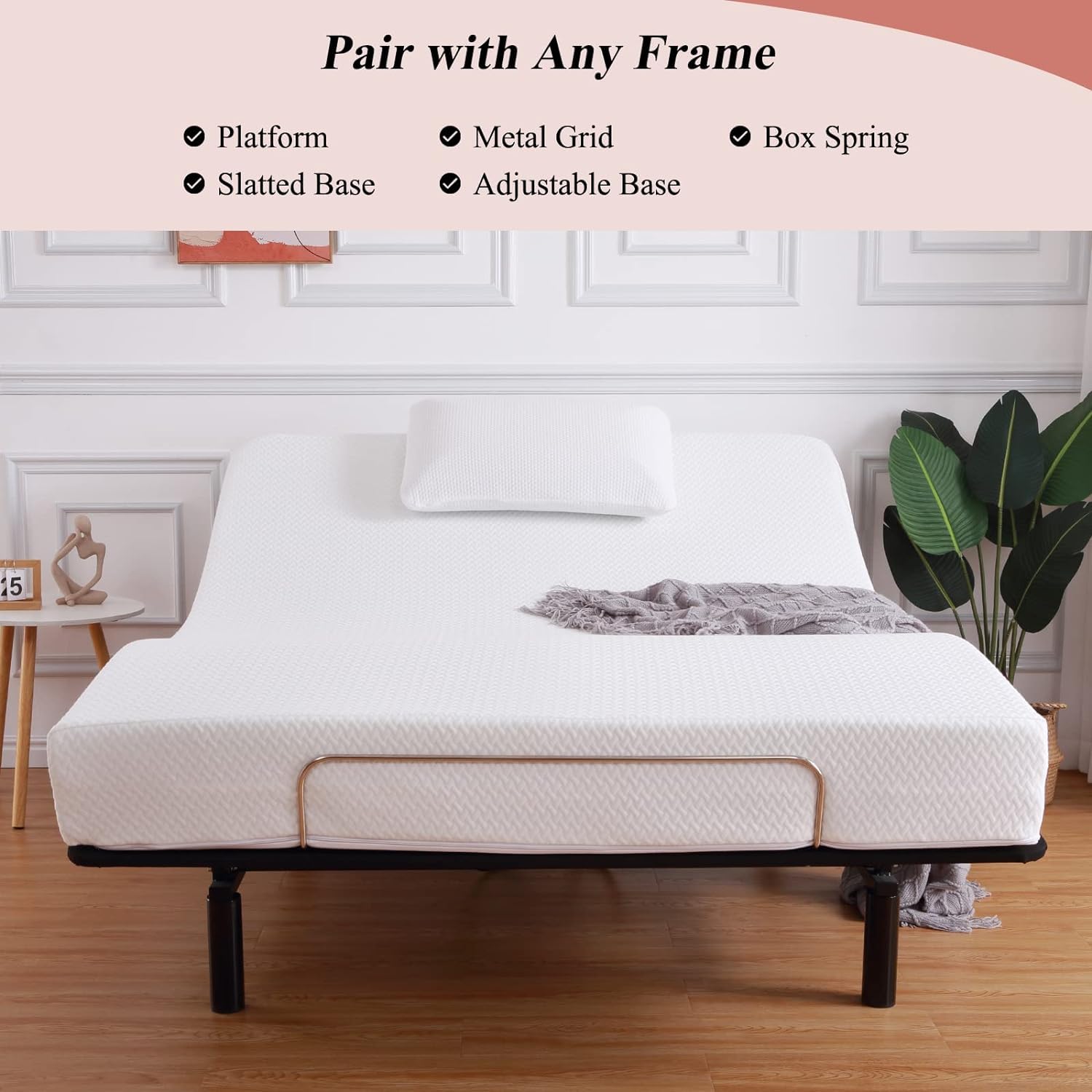 Towallmark Full Mattress, 8 Inch Mattress King, Dual Layers Memory Foam Mattress, Convoluted Foam Mattress for Adjustable Bed Frame,CertiPUR-US Certified, Medium Feel