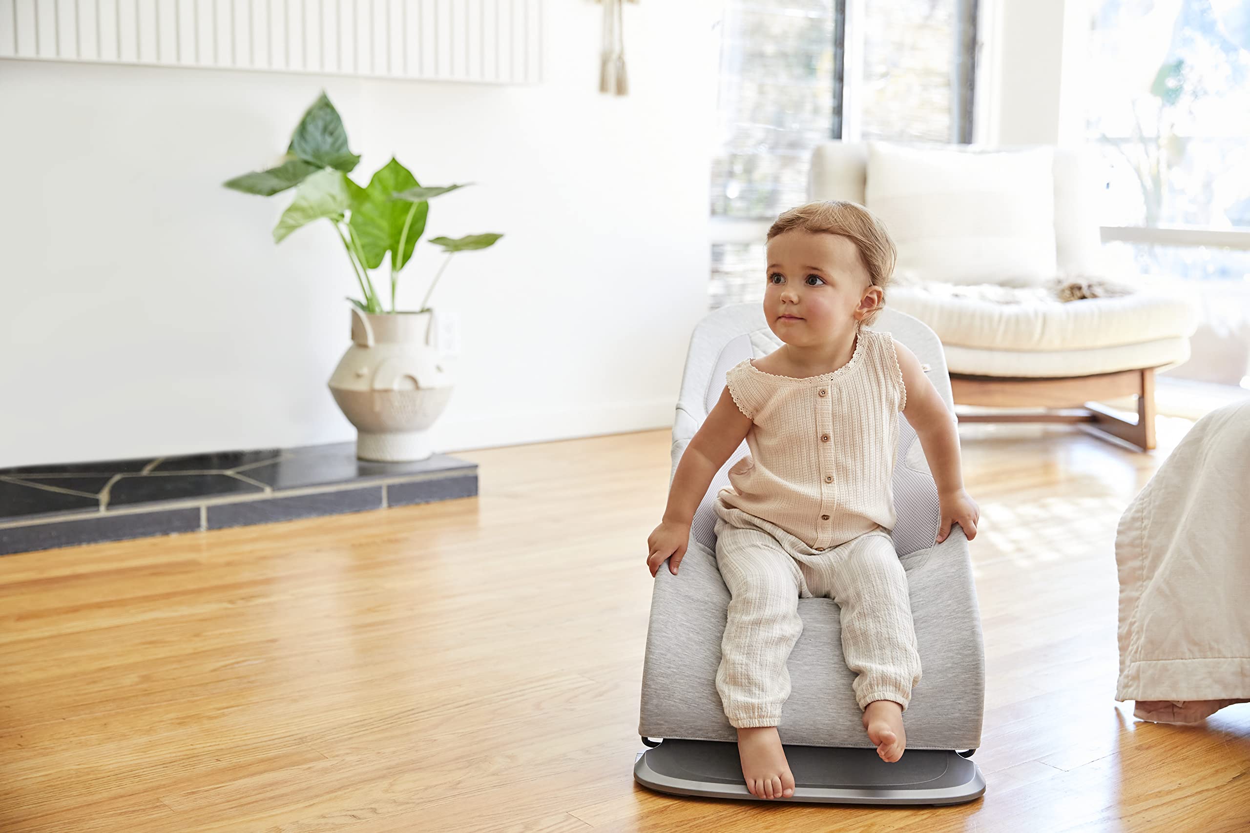 Ergobaby Evolve 3-in-1 Bouncer, Adjustable Multi Position Baby Bouncer Seat, Fits Newborn to Toddler, Light Grey
