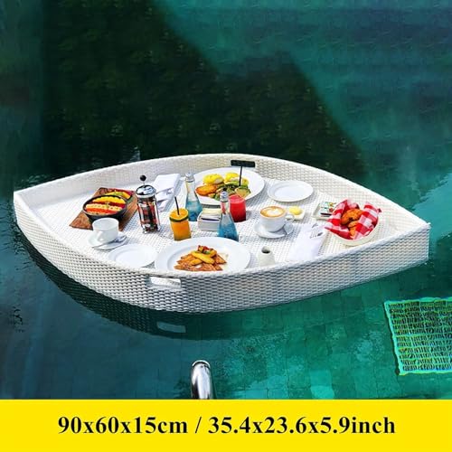 Floating Tray Floating Pool Tray Diamond Swimming Pool Floating Serving Tray Plate Table & Bar, for Pool Serving Drinks, Brunch, Food On The Water (Color : White)