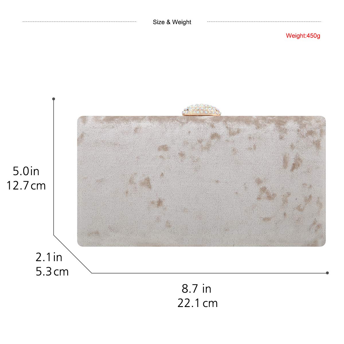 Fawziya Envelope Clutch Purse Velvet Crystal Evening Handbag-Beige