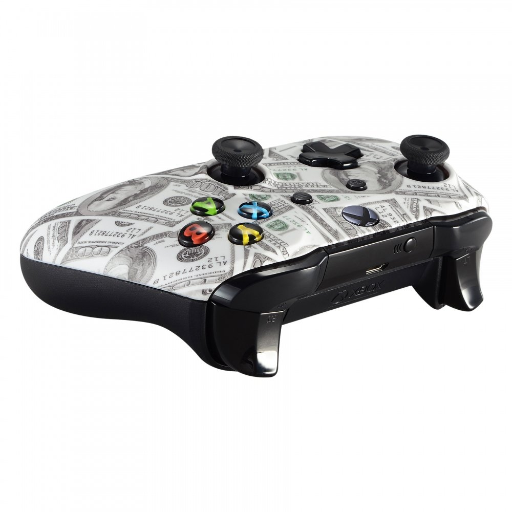 eXtremeRate 100 Cash Money Patterned Faceplate Cover for Xbox One Wireless Controller 1708, Soft Touch Replacement Front Housing Shell Case for Xbox One X & One S Controller - Controller NOT Included
