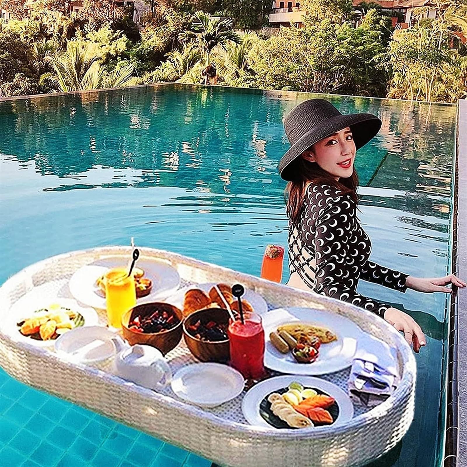 Floating Tray Floating Pool Tray Stylish Breakfast Tray On The Water, for Sandbars, Spas, Bath, Parties, Wedding Photography