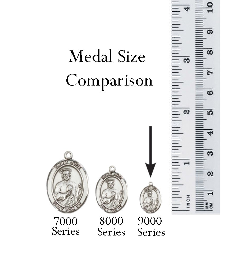 F A Dumont Sterling Silver St. Dymphna Pendant with 18" Sterling Silver Lite Curb Chain. Patron Saint of Mental Illness/Runaways