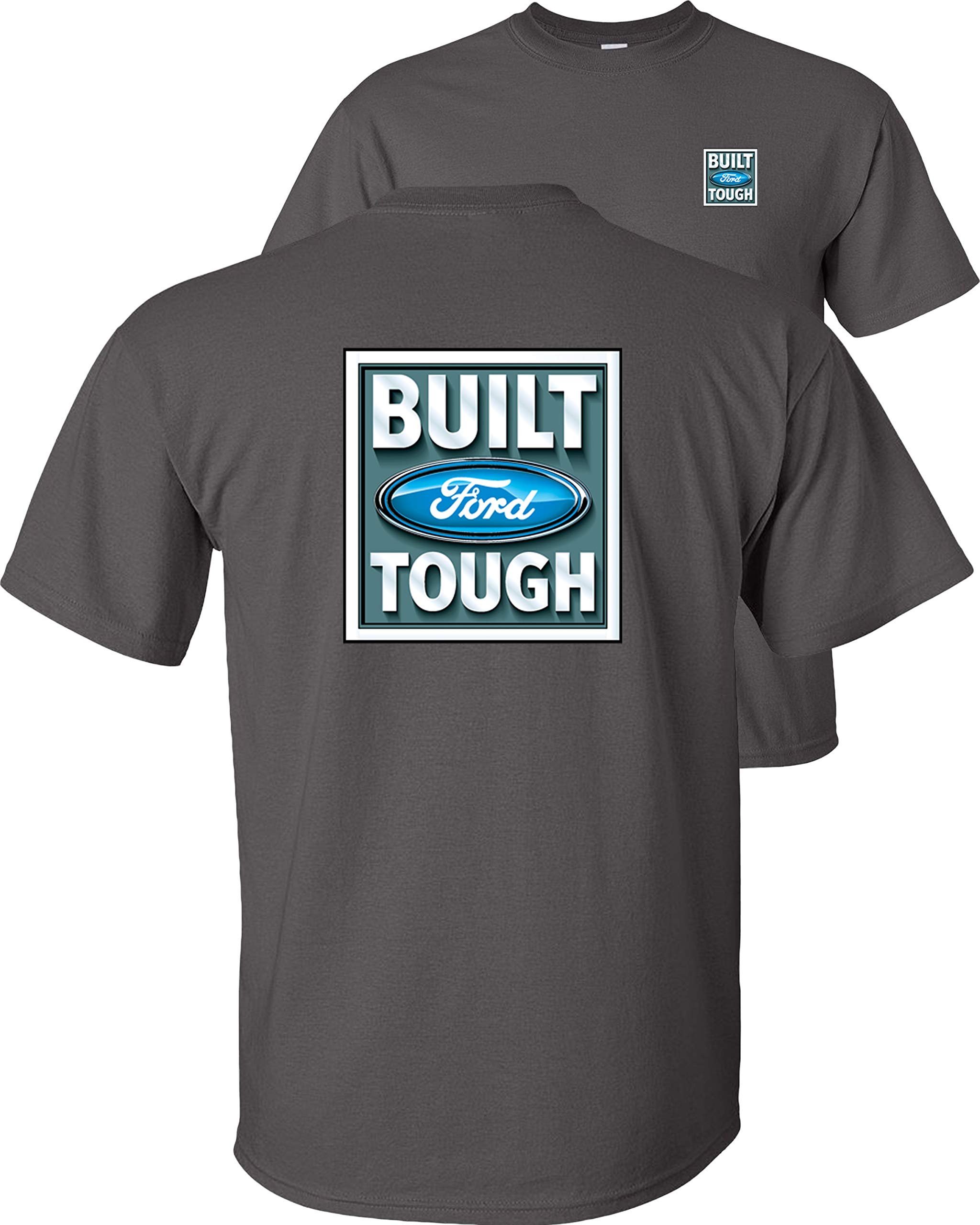 Fair Game Built Ford Tough T-Shirt Stamped Square Logo Classic Emblem-Charcoal-L