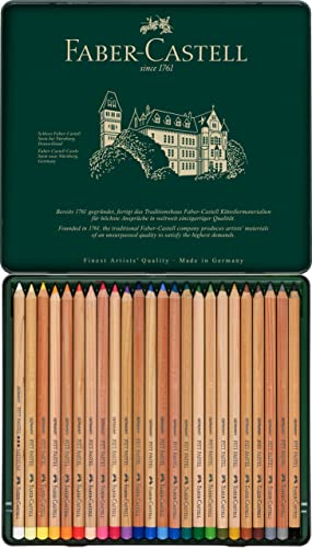 Faber-Castel FC112124 Pitt Pastel Pencils in A Metal Tin (24 Pack), Assorted