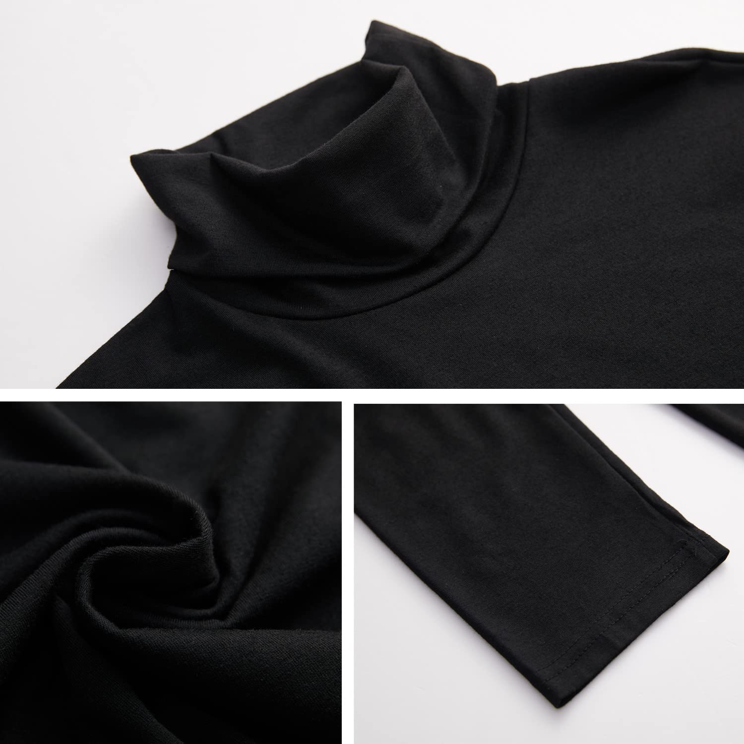Mens Long Sleeve Turtleneck T Shirt, Men's Slim Fit Pullovers Thermal Underwear Turtle Neck Black Shirts for Men Casual Basic Pullover Top L