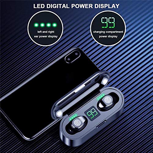 F9 TWS Wireless Earbud Bluetooth Headset with Portable Charger, Bluetooth Buds for Andriod and iPhone with Active Noise Cancelling LED Digital Display