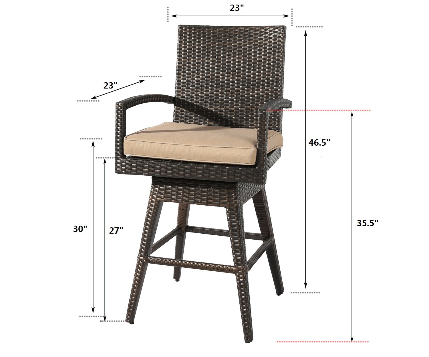 Ulax Furniture Outdoor Wicker Bar Height Stools