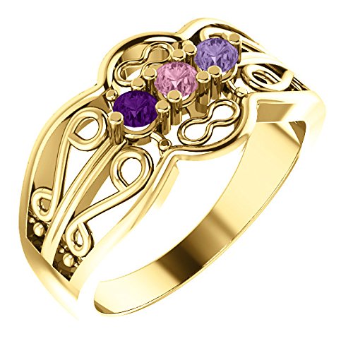 Family Mothers Ring 2 to 7 Birthstones in Silver,10k White or Yellow (yellow-gold)