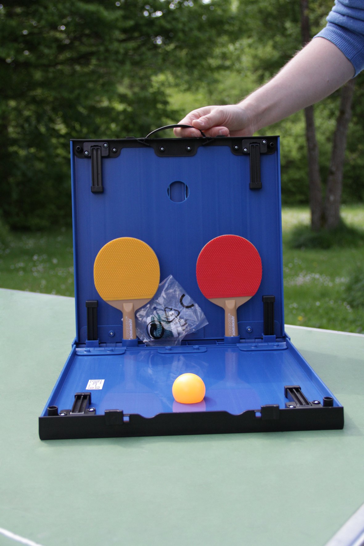Donic-Schildkröt Mini Ping Pong Table, with 2 Bats and 1 Ball, Folding in a Briefcase, 838576