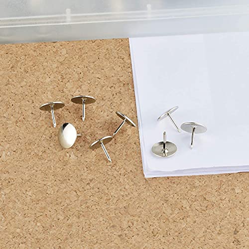 HongyiTime 400 PCS Push Pins,Thumb Tacks, Wall Tacks, Tacks, Push Pin,Thumbtack, Flat Push Pins, Thumbtacks Flat, Push Pins for Cork Board, Push Pins for Wall, Board Pins,Tacks and Push Pins (Silver)