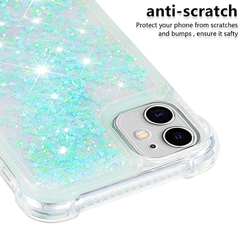 Phone Case Cover Glitter Case Compatible with iPhone 11 Case Compatible with Women Girls Girly Sparkle Liquid Luxury Floating Quicksand Transparent Soft TPU Phone Case Bags Sleeves (Color : Light blu