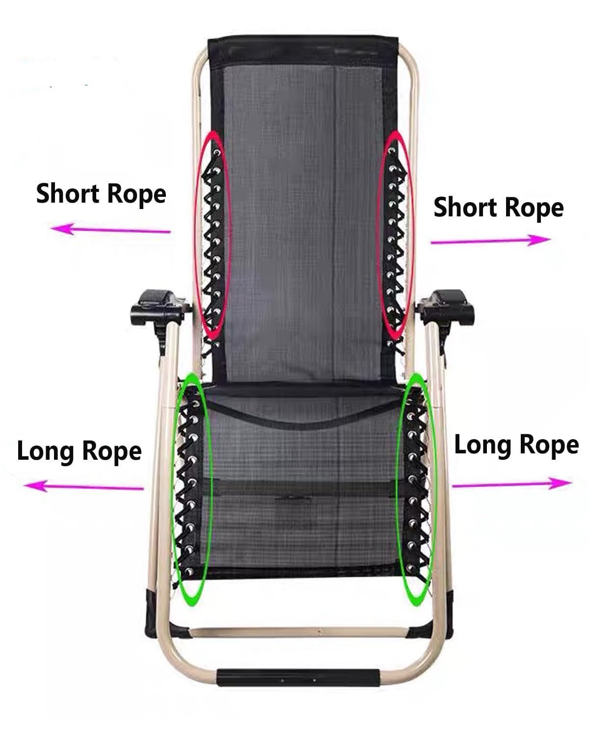 Replacement Cords for Zero Gravity Chair, 4 Elastic Oxford Rope Repair Laces for Recliner, Lounge Chair, Bungee Chair (Coffee, 4 Cords)