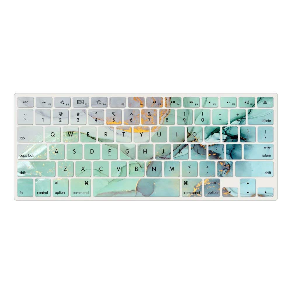 Fancity Compatible with MacBook Air 13 inch Case 2020 2021 M1 A2337 A2179 A1932, Rubberized Hard Shell Protective Case & Keyboard Cover for Mac Air 13 with Touch ID (2018-2021), Green Marble