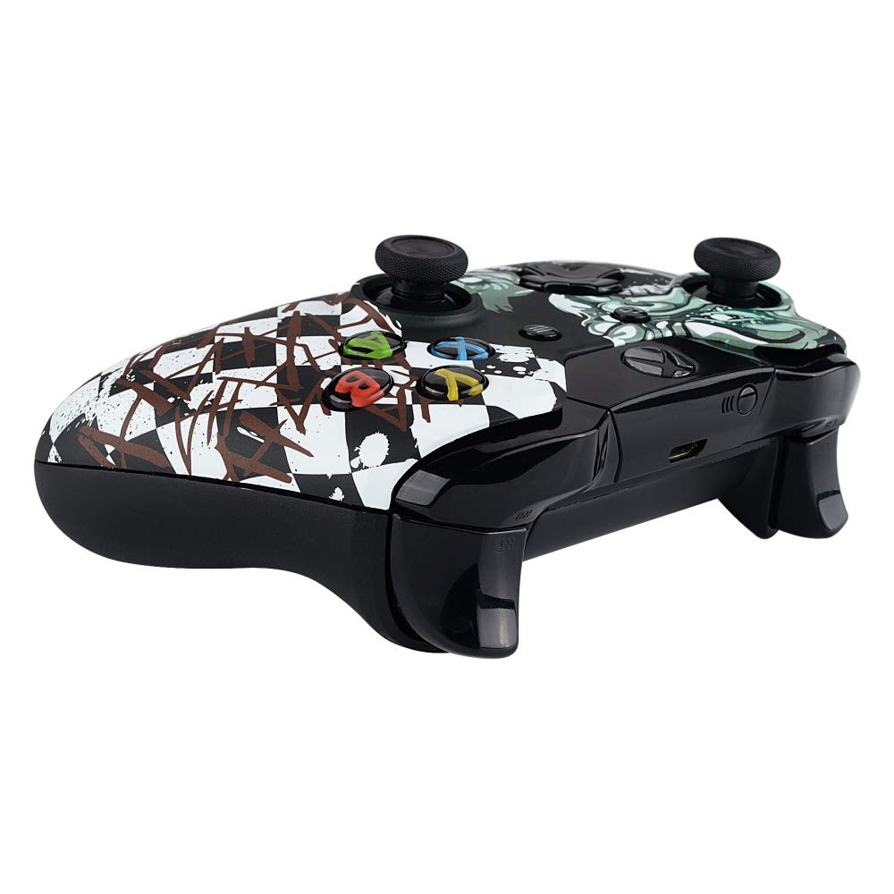eXtremeRate Clown Faceplate Cover, Hydro Dipped Front Housing Shell Case, Replacement Kit for Xbox One Standard Controller