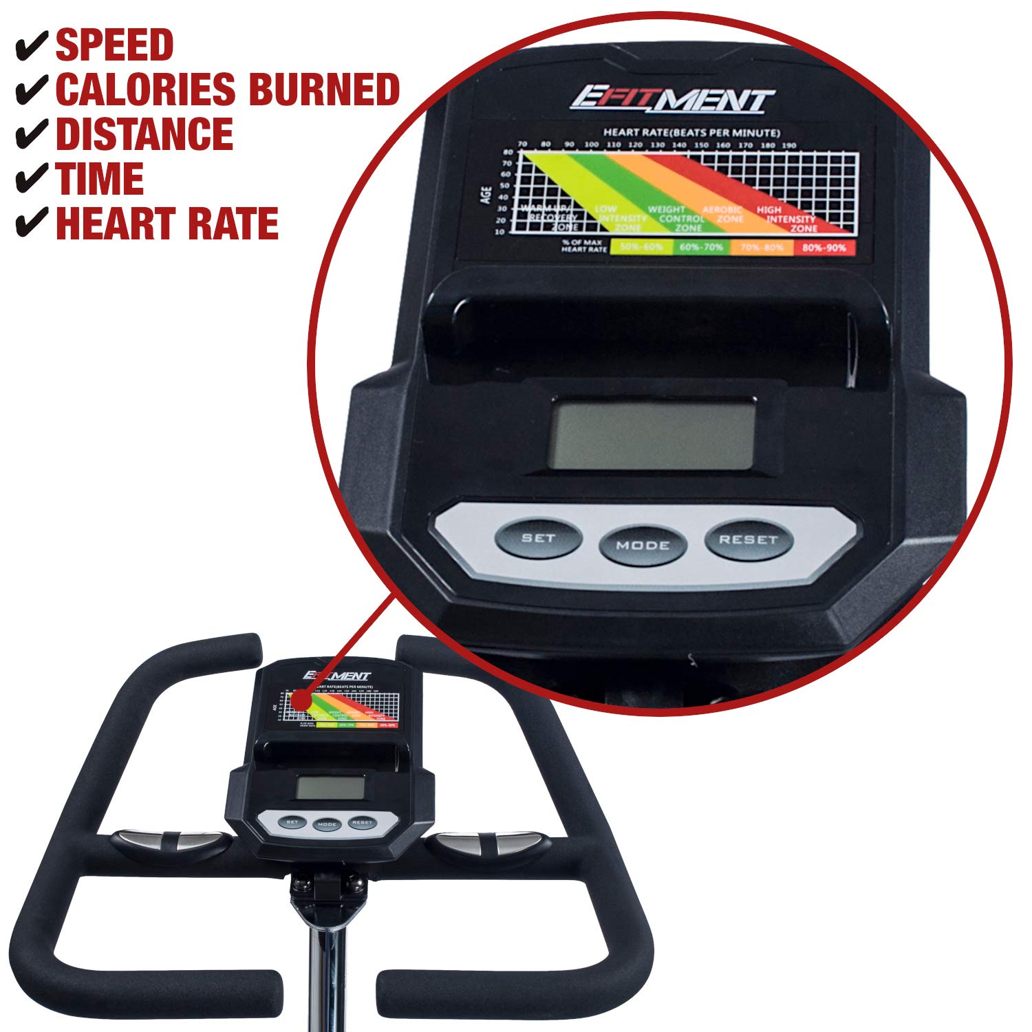 EFITMENT Rear Drive Magnetic Indoor Exercise Bike with LCD Monitor, 242 LB Max Weight and Tablet Holder- B015