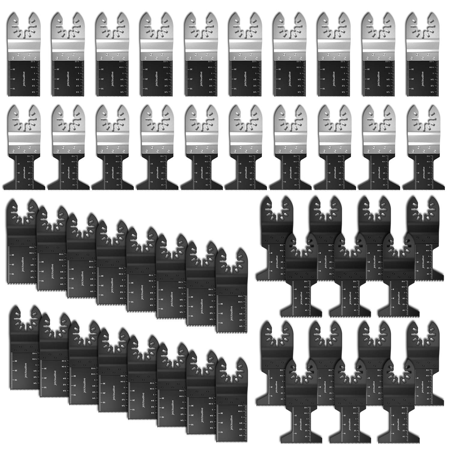 fannybuy 50Pcs Metal Wood Plastic Oscillating Multitool Quick Release Saw Blades Kit Fast Cutting Compatible with Multimaster Porter Cable Black&Decker Craftsman