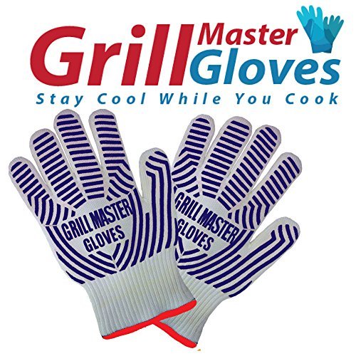 Grill Gloves Heat Resistant Extreme BBQ Gloves Oven Gloves Rated to 932f - Ideal Grilling Gloves by Grill Master (Black)