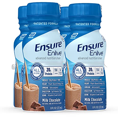 Ensure Enlive Meal Replacement Shake, 20g Protein, 350 Calories, Advanced Nutrition Protein Shake, Milk Chocolate, 8 Fl Oz (Pack of 4)