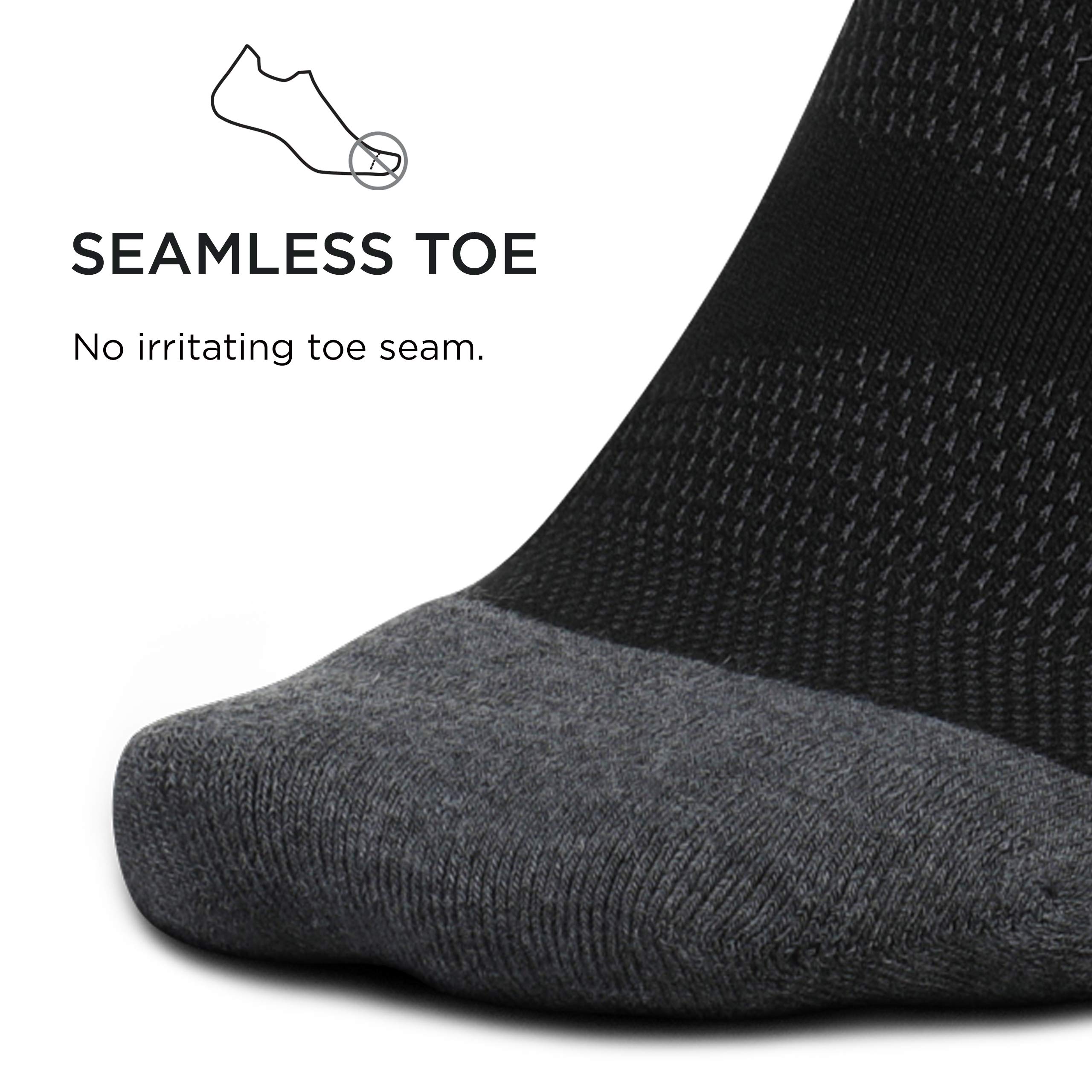 Feetures Elite Max Cushion No Show Tab Ankle Socks - Sport Sock with Targeted Compression - Black, M (1 Pair)