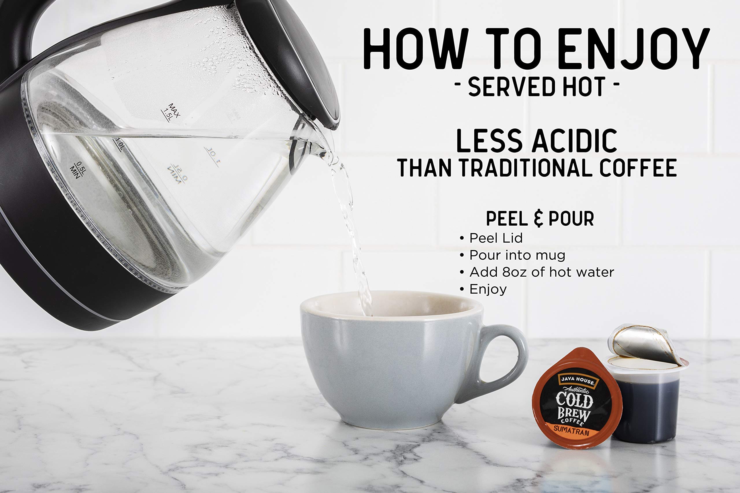 Java House Cold Brew Coffee Concentrate Single Serve Liquid Pods, Sumatran, 12 Count