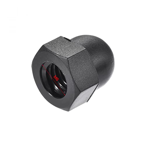 uxcell M6 Thread Dia Dome Head Nylon Cap Acorn Hex Nuts Black 20pcs