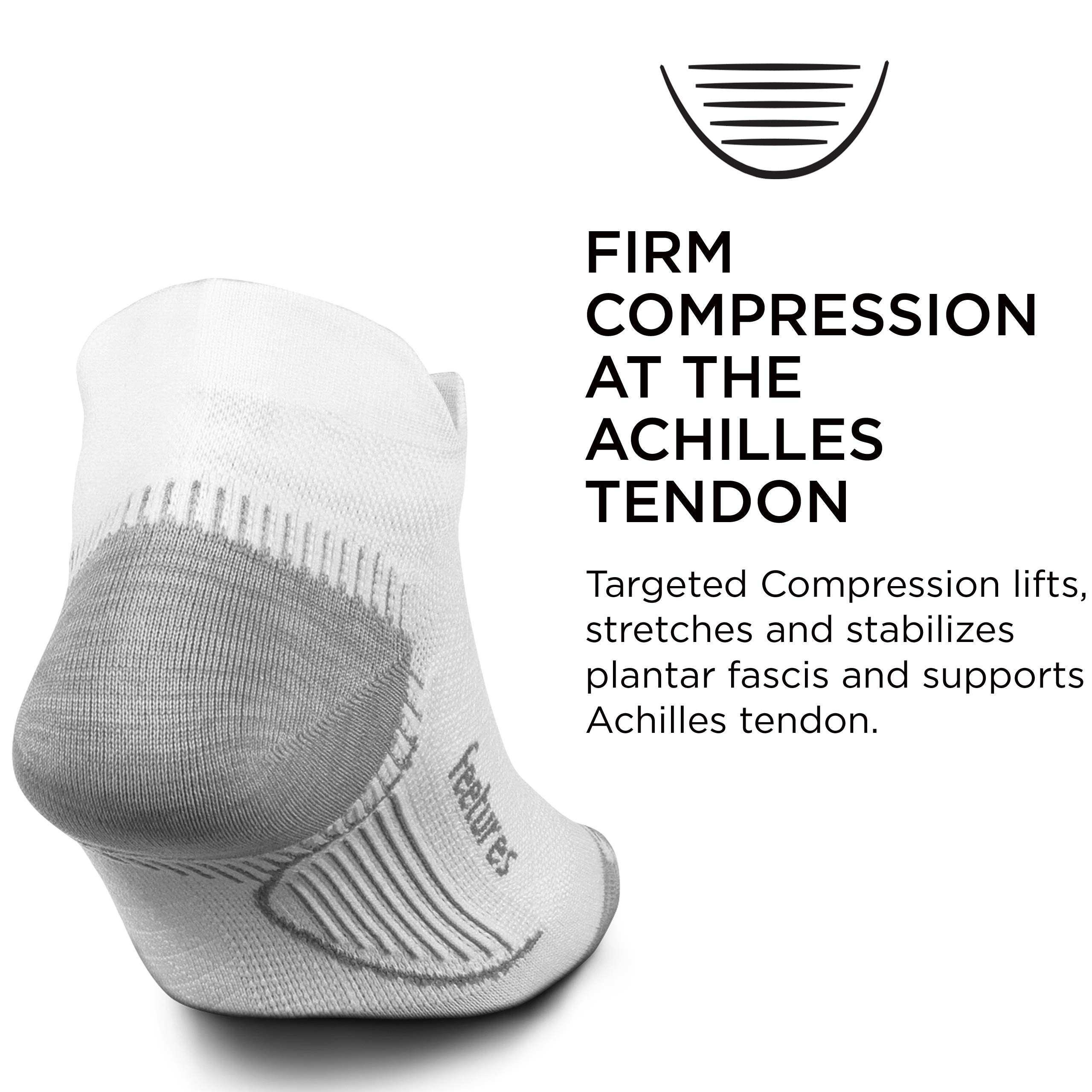 Feetures Plantar Fasciitis Relief Sock Ultra Light No Show Tab- Compression Sock for Men & Women- X-Large, White