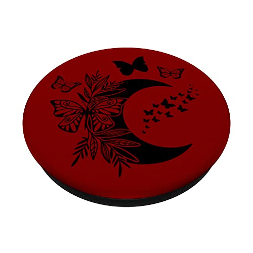 Red and Black Cute Moon and Butterfly Witchy Goth Wicca PopSockets Swappable PopGrip