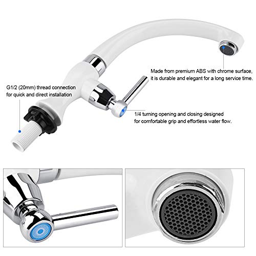 Plastic Tap,Bathroom Kitchen Sink Faucet ABS Plastic Single Handle Bar Faucet Cold Water Faucet Water Tap for Kitchen Sink Bathroom Basin Bathtub Mop Pool G1/2(Straight Handle)