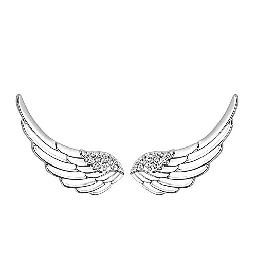 Ear Crawler, Mariafashion Cuff Earrings Sterling Silver Ear Climber Hypoallergenic Ear Wrap Angle Wings Diamond Zircon Stud Earrings