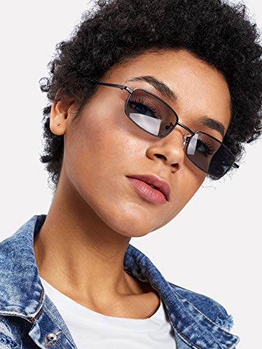 FEISEDY Vintage Small Rectangle Sunglasses Women Men Retro Trendy Square Metal Frame Sun Glasses B2295