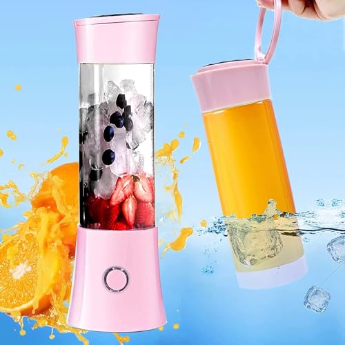 Toycol Portable Blender, Mini Personal Size Blenders for Smoothies and Shakes,Travel Juicer Cup Smoothie Maker with Updated 6 Blades USB Rechargeable Fruit Mixer with 4000mAh Battery16Oz Pink