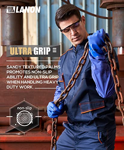 LANON 26" Elbow Length PVC Chemical Resistant Gloves, Heavy-Duty Long Rubber Gloves, Acid, Alkali & Oil Protection, Large