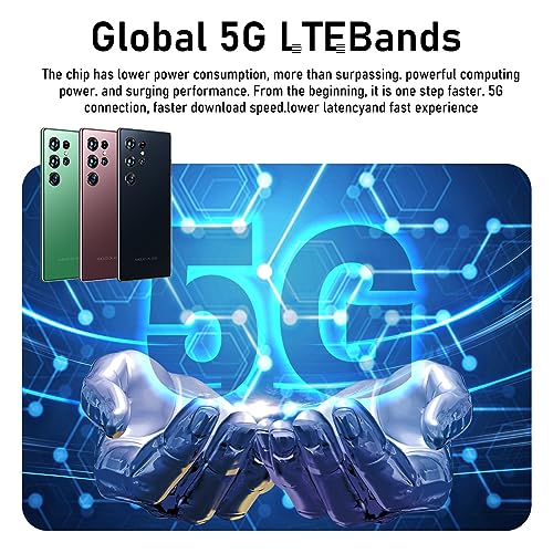 Yunseity Unlocked Smartphone,S23 Ultra 8GB RAM 256GB ROM Face Unlock Ultra Thin Smartphone 2.4G 5G WiFi, 6.6 Inch FHD Screen Cellphone for Android 13, 8+24MP Cameras, MT6735 10 Core CPU