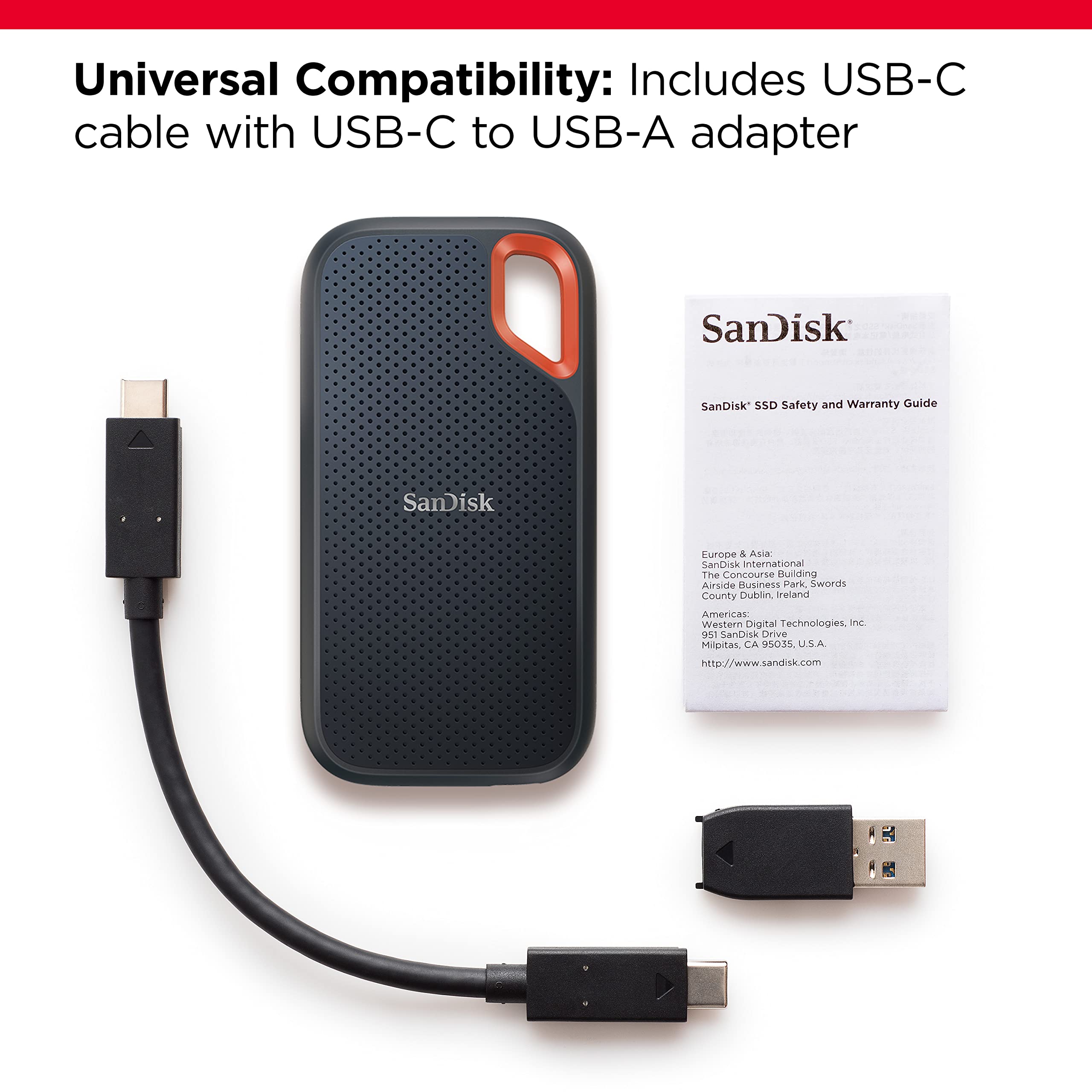 SanDisk 1TB Extreme PRO Portable SSD - Up to 2000MB/s - USB-C, USB 3.2 Gen 2x2 - External Solid State Drive Black & 500GB Extreme Portable SSD - Up to 1050MB/s - USB-C, SDSSDE61-500G-G25