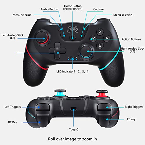 YUYIU 【Upgraded】 Switch Controller Switch Pro Controller-Switch Remote Gamepad Joystick for Nintendo Switch/Switch Lite/Switch OLED,Pro Controller Switch Dual Vibration Turbo with Charging Cable
