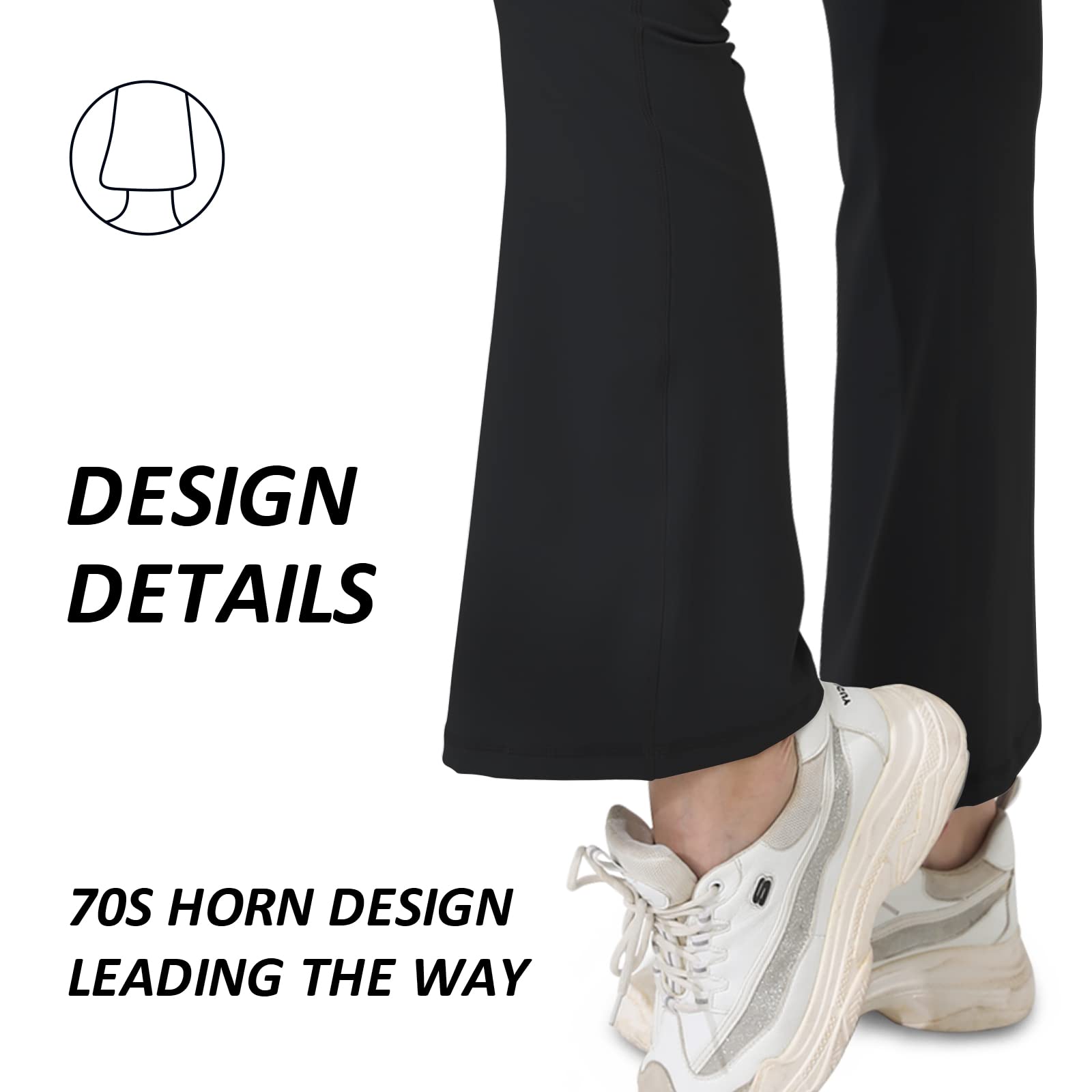Kickticks Flare Yoga Pants with Pockets for Women Bootcut Leggings - High Waisted Bootleg Pants Tummy Control Compression XL Black