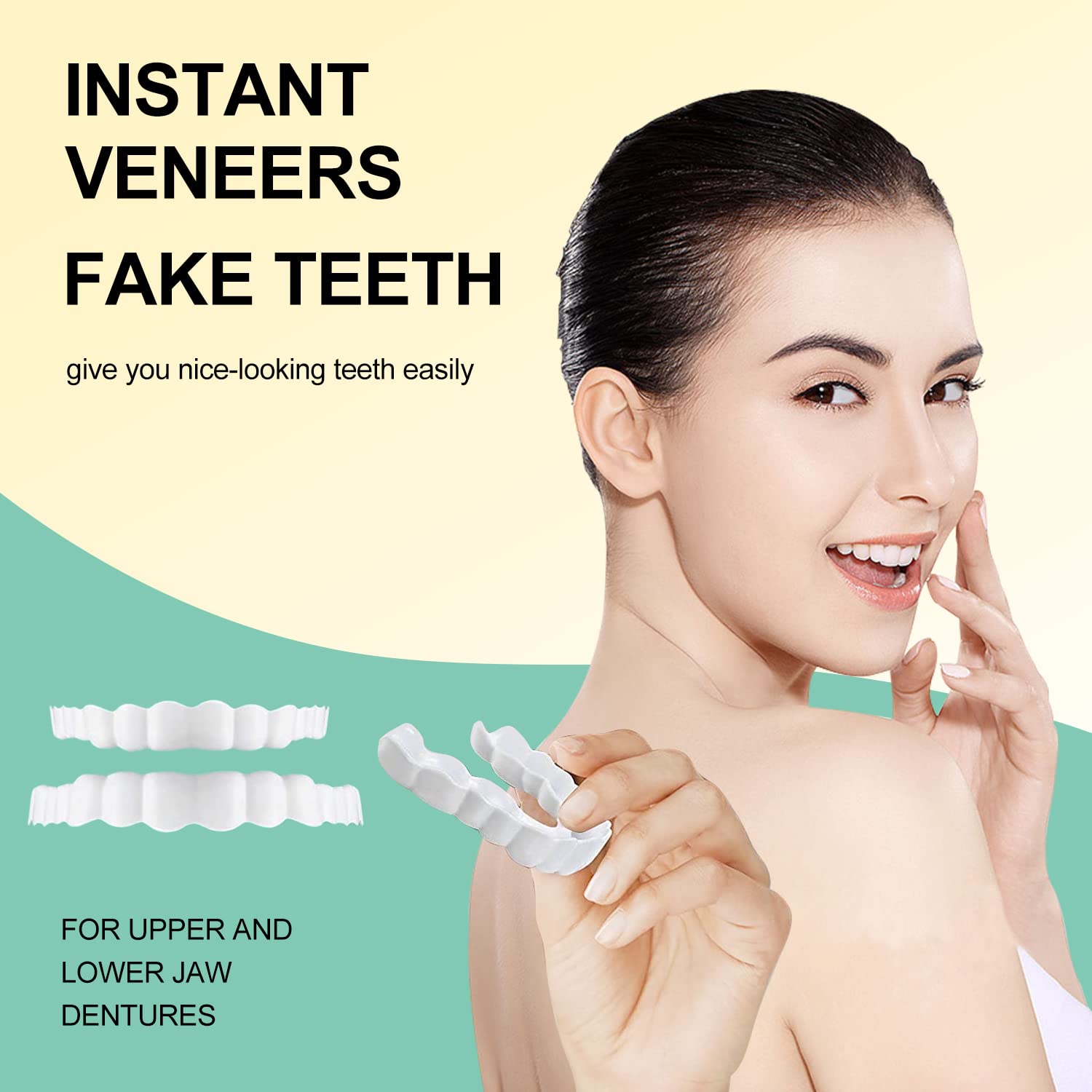 Fake Teeth - Veneers Teeth for Women and Men - 2PCs Smile Kit - Snap on Veneers False Teeth, Dentures for Women, Swift Smile Snap on Teeth Snap-on Smile-A