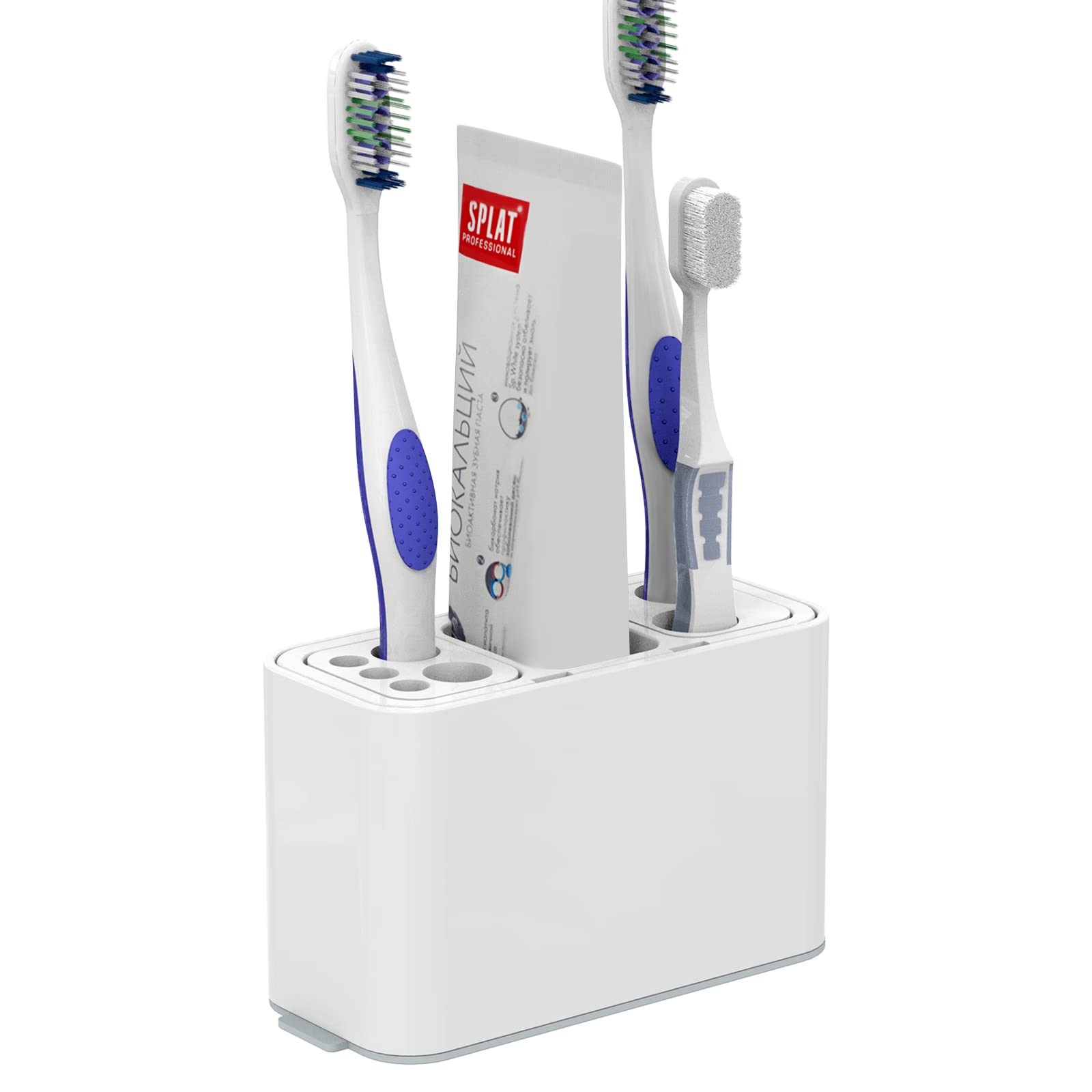 LUEXBOX Simple Travel Toothbrush Holder with Anti-Slip Bottom, Detachable Toothpaste Stand for Countertop, Multifunctional Caddy for Toothpaste, Comb, Razor