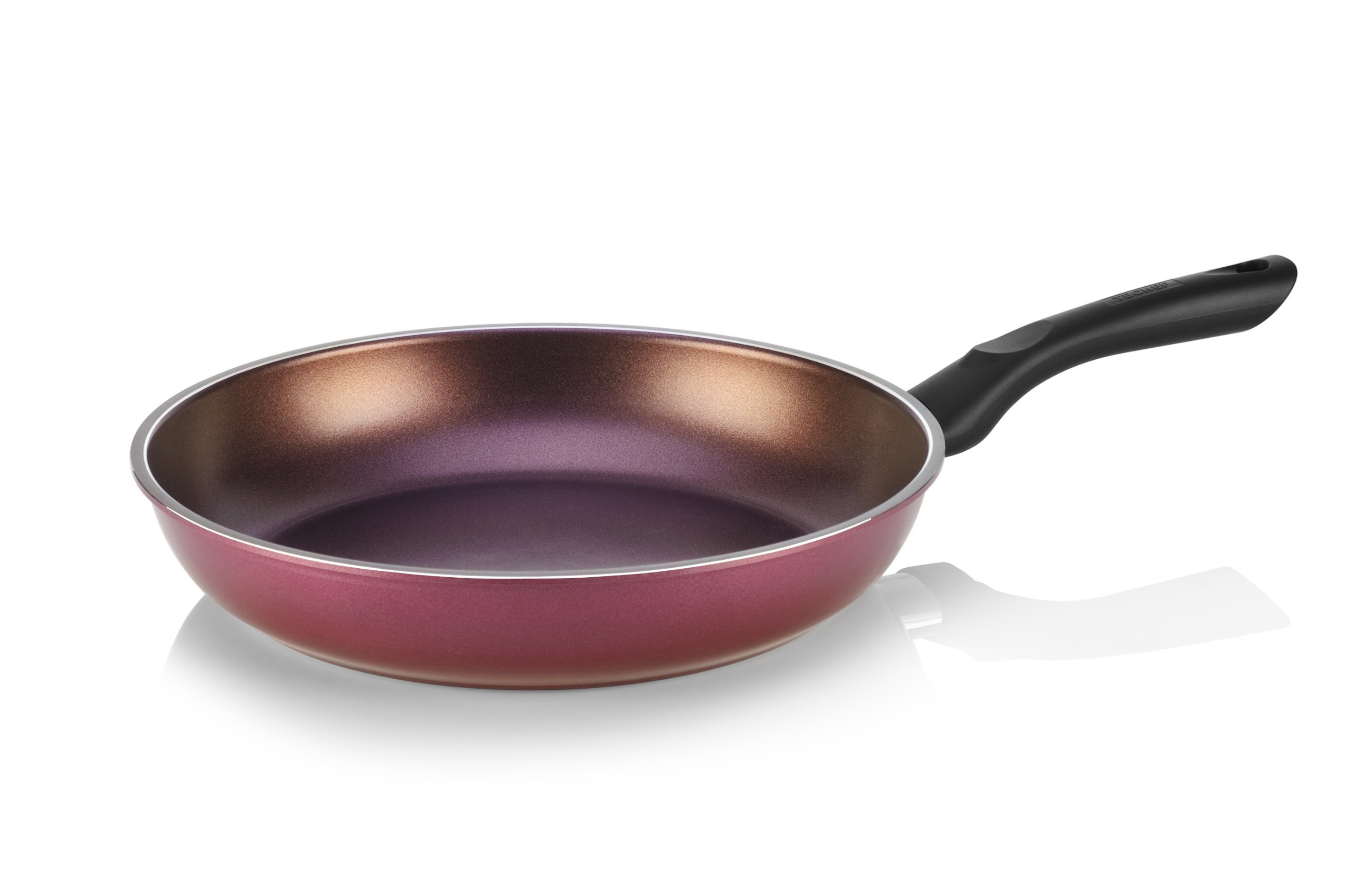 TeChef - Color Pan 12" Frying Pan with Glass Lid, Coated with DuPont Teflon® Select - Colour Collection/Non-Stick Coating (PFOA Free) / (Aubergine Purple)