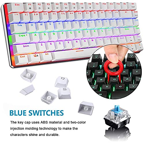 FELICON Mechanical Keyboard, AK33 Rainbow LED Backlit USB Cable Gaming Mechanical Keyboard, 82-Key Compact Mechanical Gaming Keyboard with Anti-ghosting Keys for Gamers and Typists
