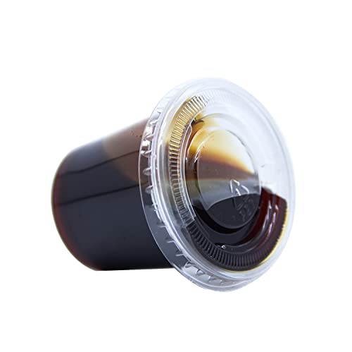 PartyMars 1 oz Plastic Disposable Dipping Sauce Cup With Lids, Mini Plastic Dip Condiment Containers，Souffle Cups,Portion Cups, Jello Shot Cups